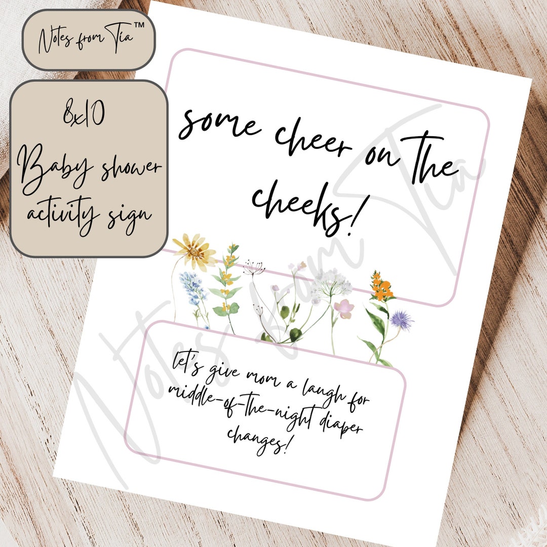 8x10 Baby Shower Party Game, Funny Diaper Note Activity, Baby Girl ...