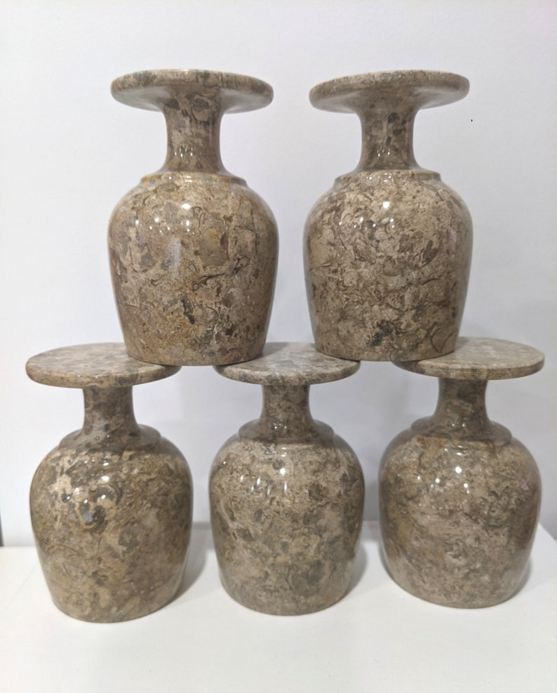 Vintage Fossil Stone Goblets/wine Glasses | Stone/marble Style Set of 5 ...
