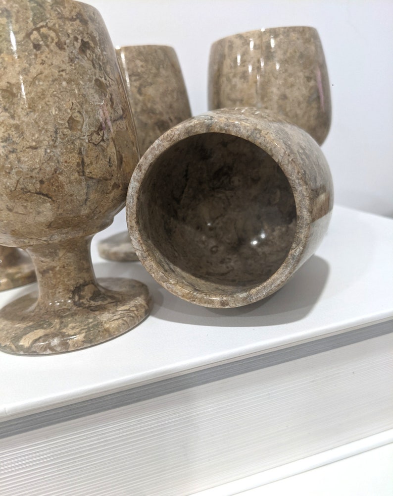 Vintage Fossil Stone Goblets/wine Glasses | Stone/marble Style Set of 5 ...