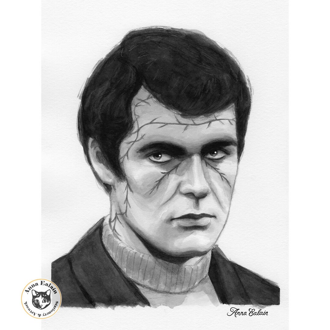 Adam Dark Shadows Black and White Watercolor Portrait, Frankenstein ...