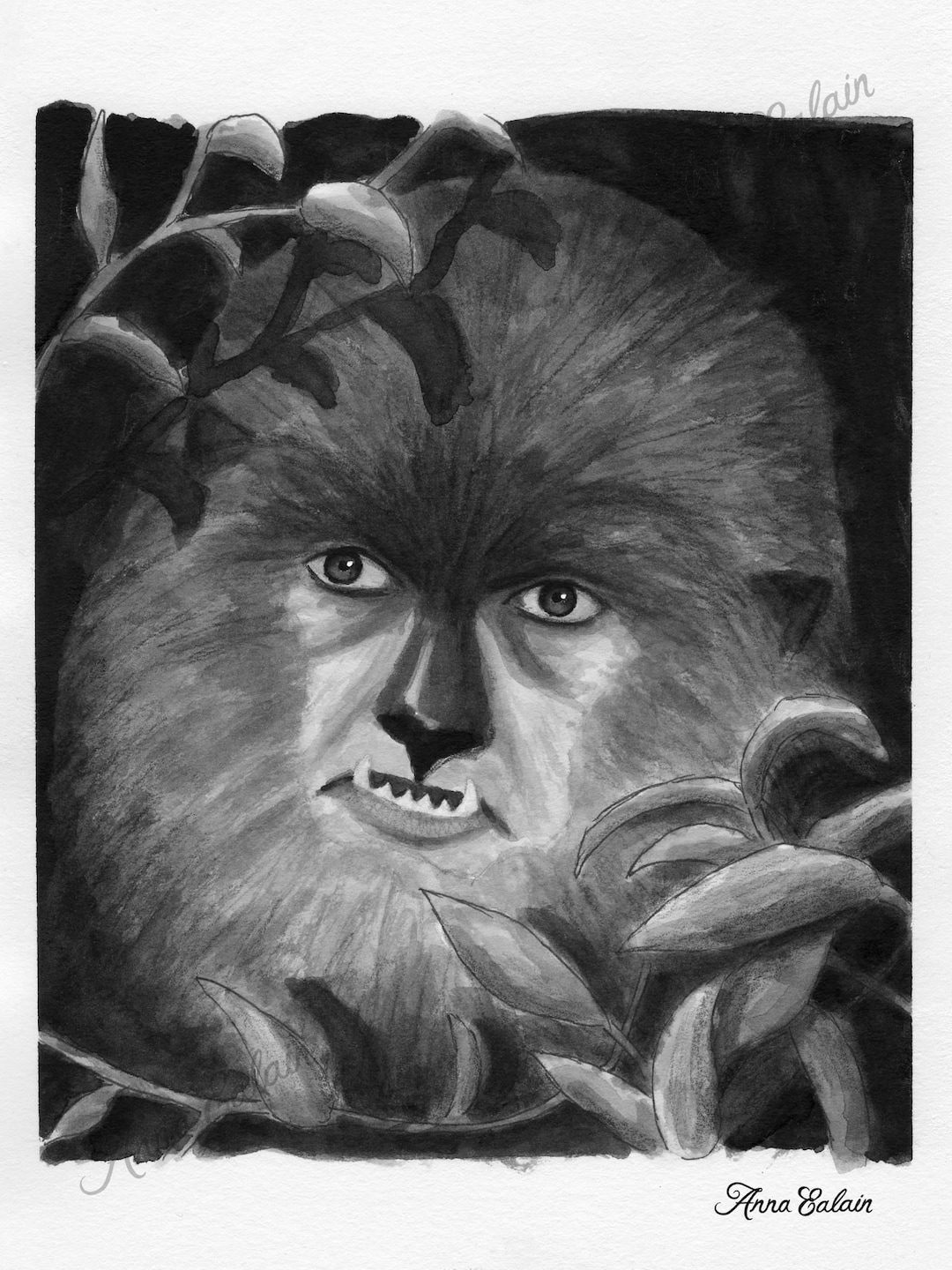 Quentin Collins the Werewolf Dark Shadows Black and White - Etsy