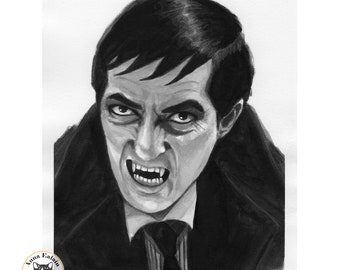 Barnabas Collins Dark Shadows Black and White Watercolor Portrait ...