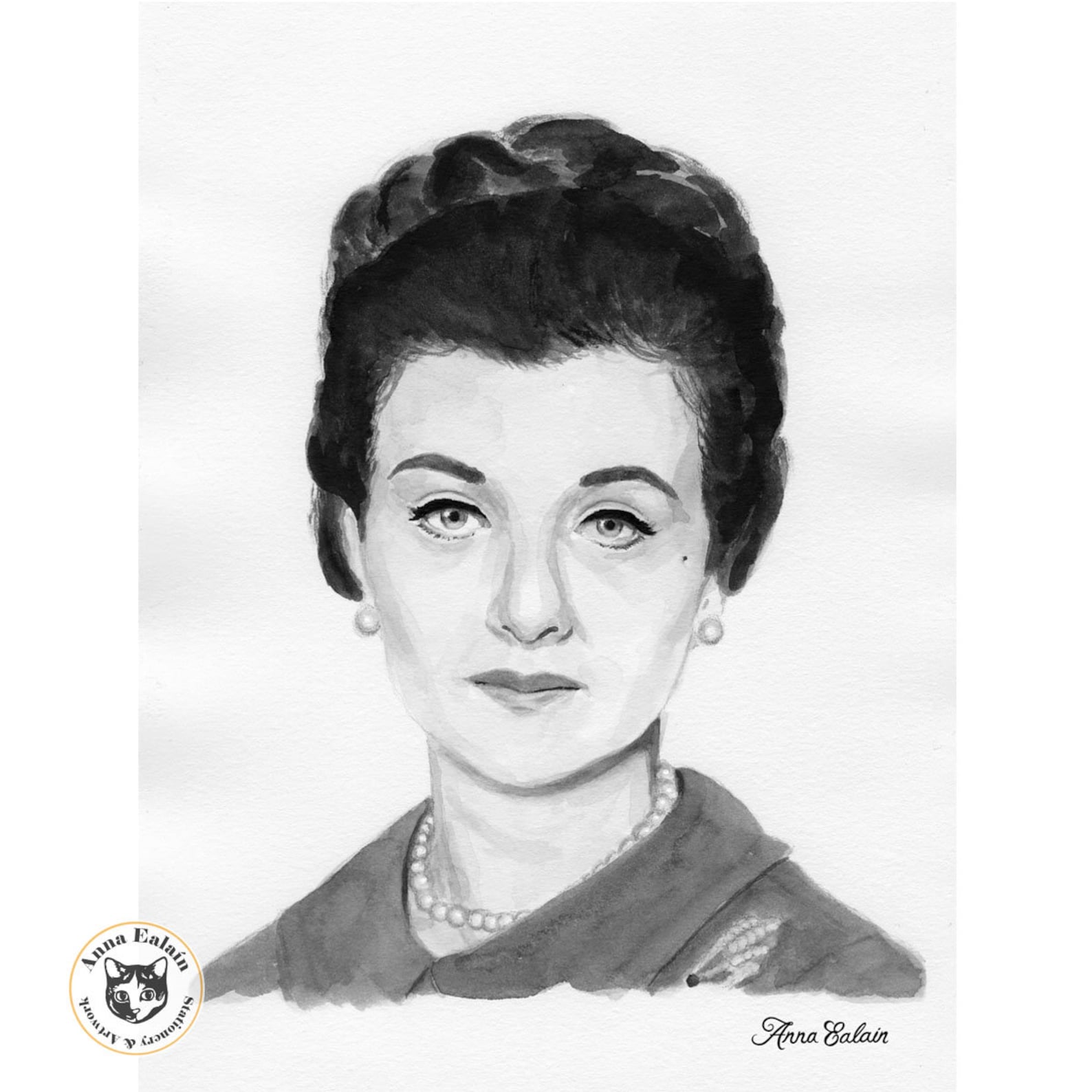 Elizabeth Collins Stoddard Dark Shadows Black and White Watercolor ...
