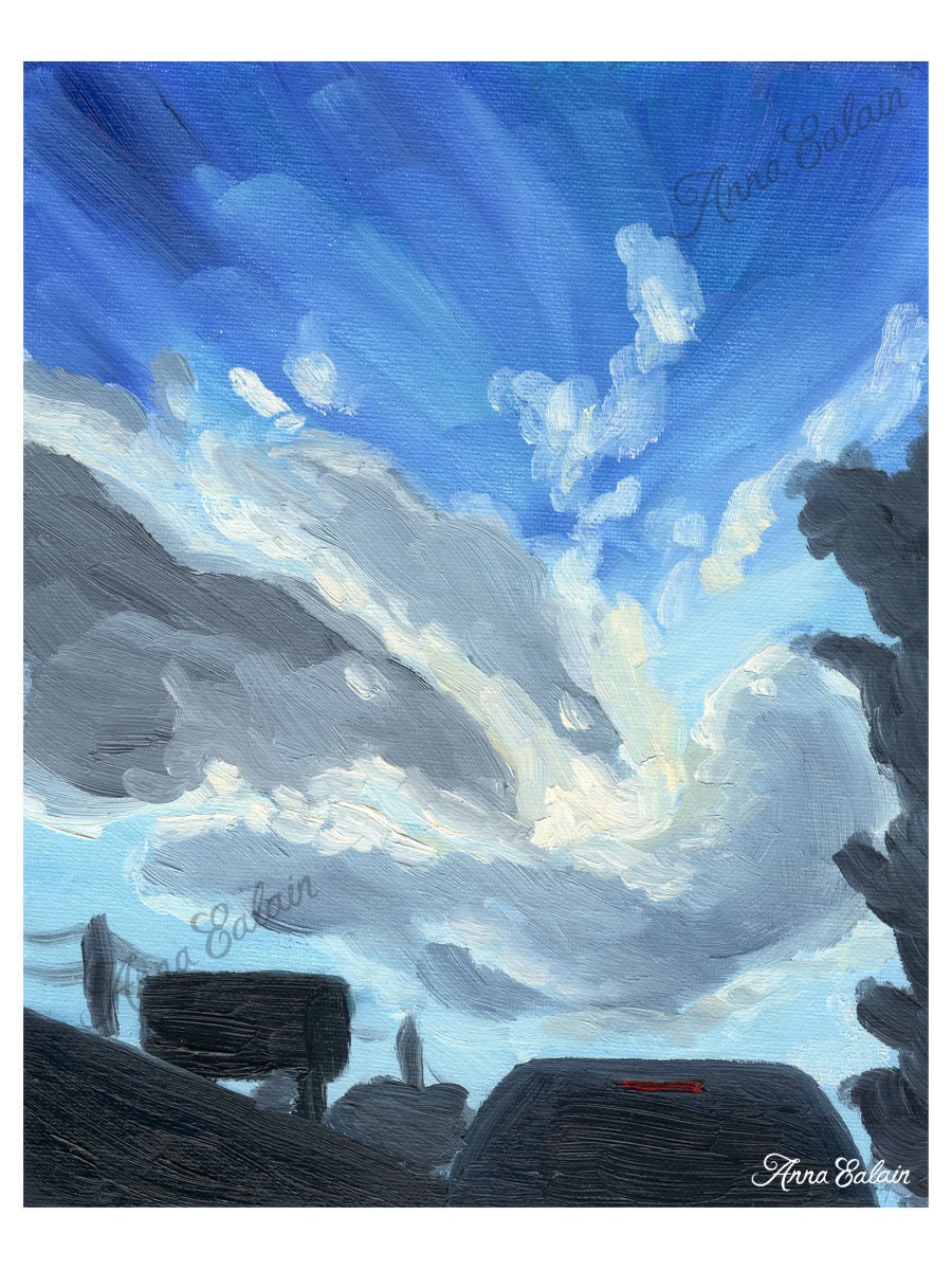 Car Ride With Clouds, Oil Painting, Original Painting, Original Artwork ...