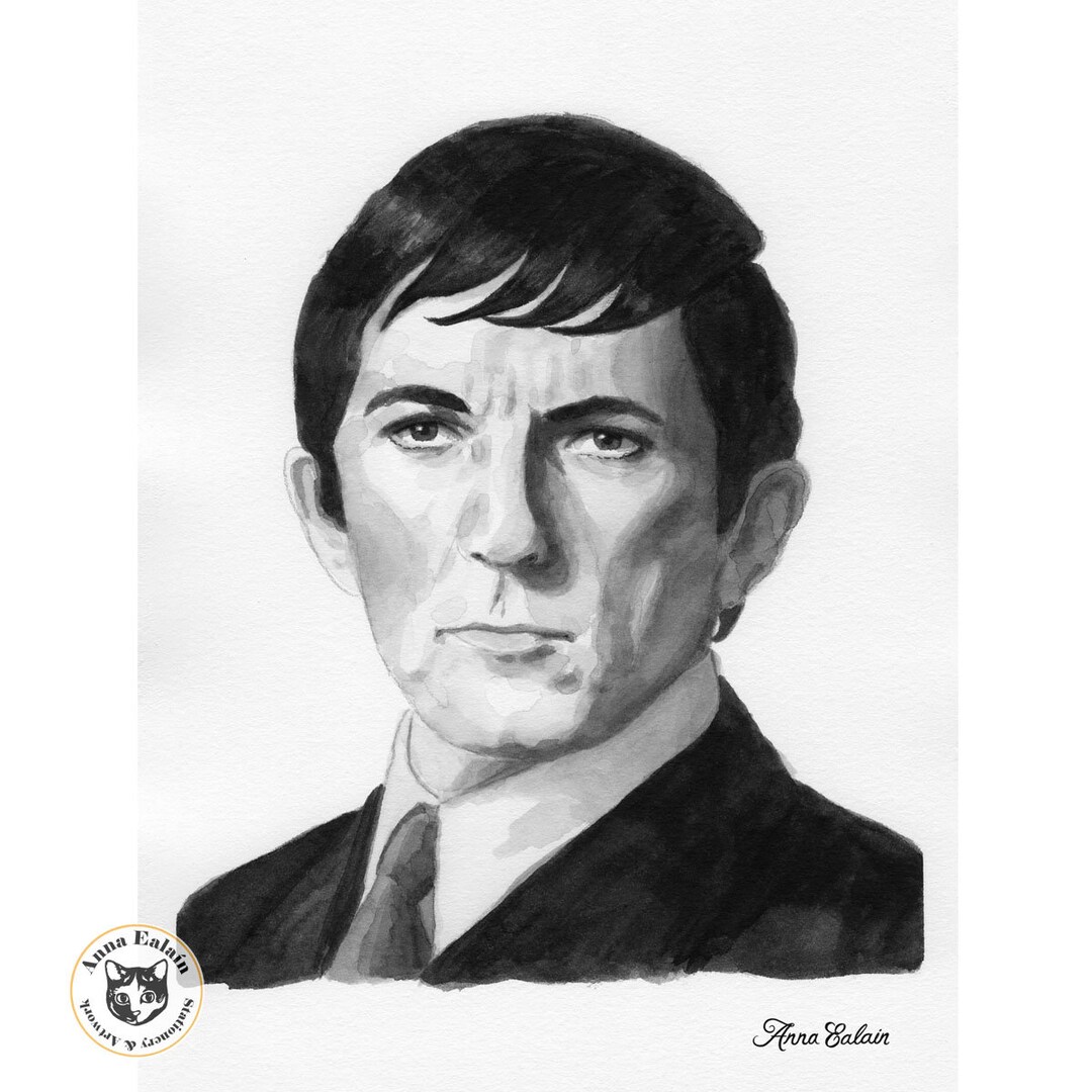 Barnabas Collins Dark Shadows Black and White Watercolor Portrait ...