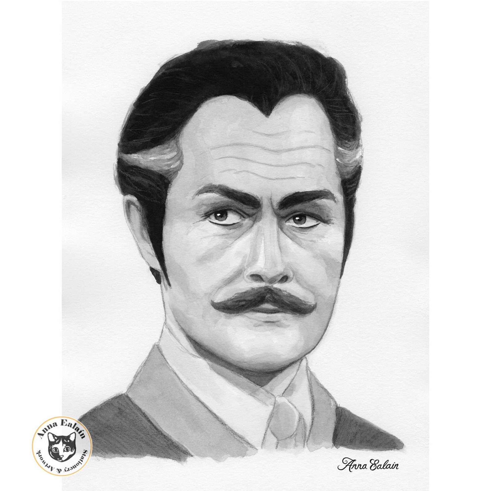 Nicholas Blair Dark Shadows Black and White Watercolor Portrait ...