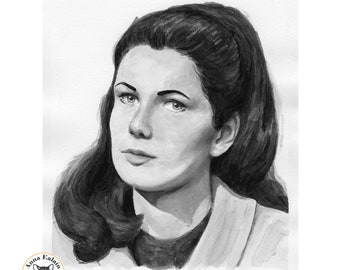 Quentin Collins Dark Shadows Black and White Watercolor Portrait, Ghost ...