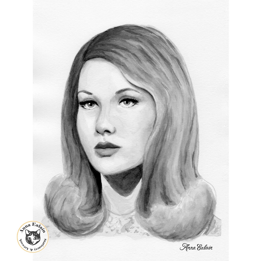 Carolyn Stoddard Dark Shadows Black and White Watercolor Portrait ...