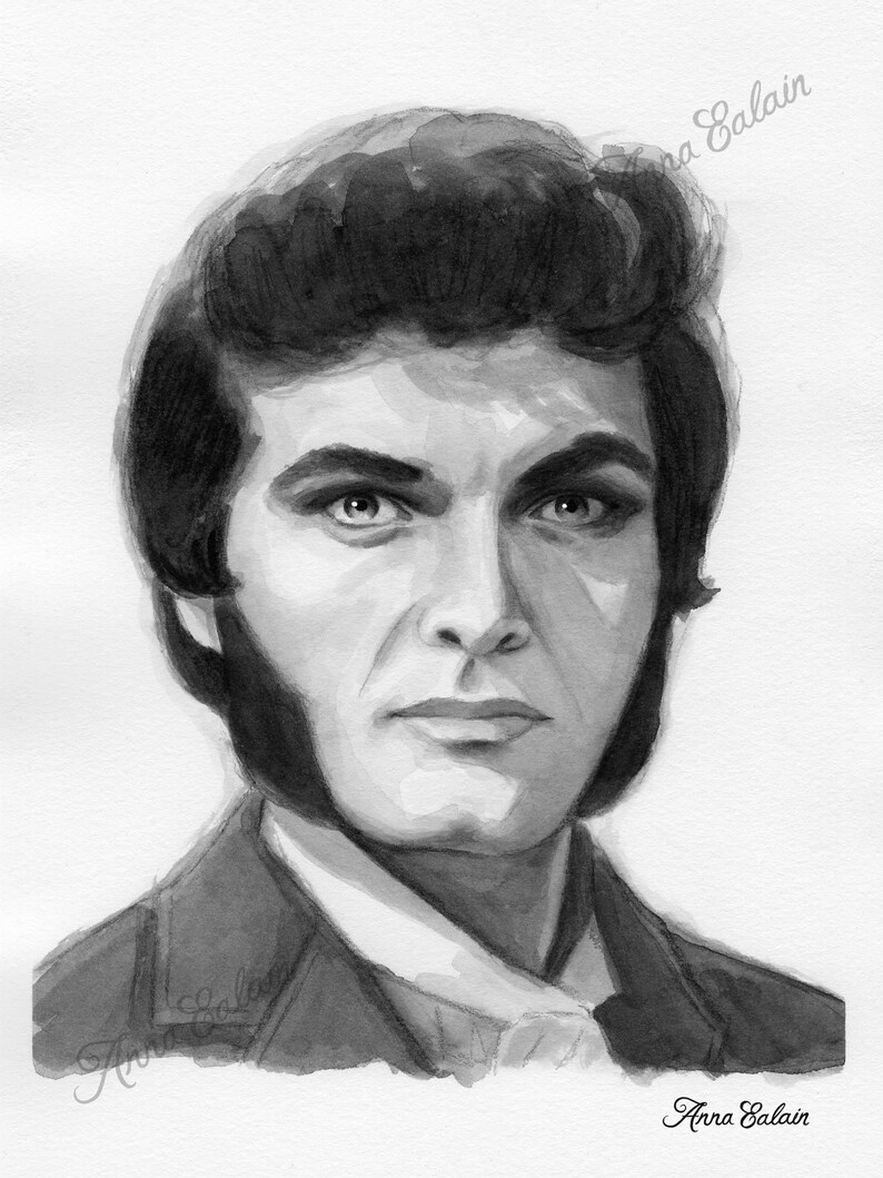 Quentin Collins Dark Shadows Black and White Watercolor - Etsy