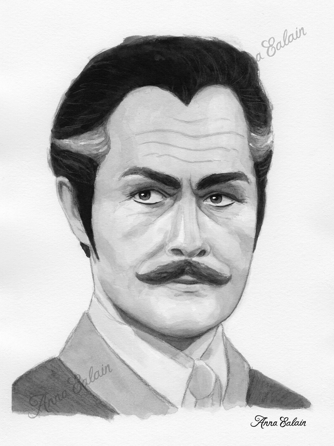 Nicholas Blair Dark Shadows Black and White Watercolor - Etsy