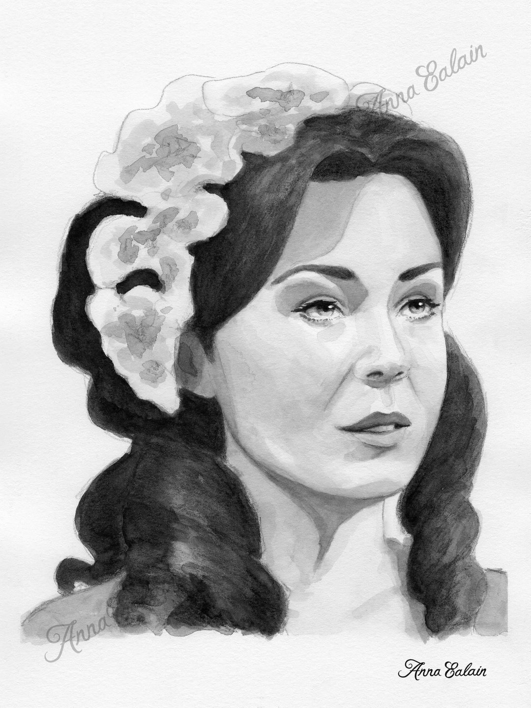 Josette Du Pres Dark Shadows Black and White Watercolor - Etsy