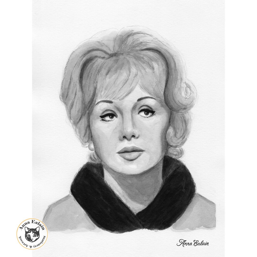 Laura Collins Dark Shadows Black and White Watercolor Portrait ...