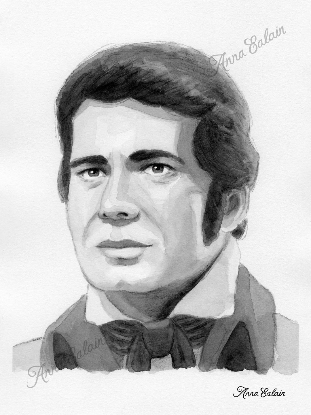 Jeremiah Collins Dark Shadows Black and White Watercolor Portrait ...