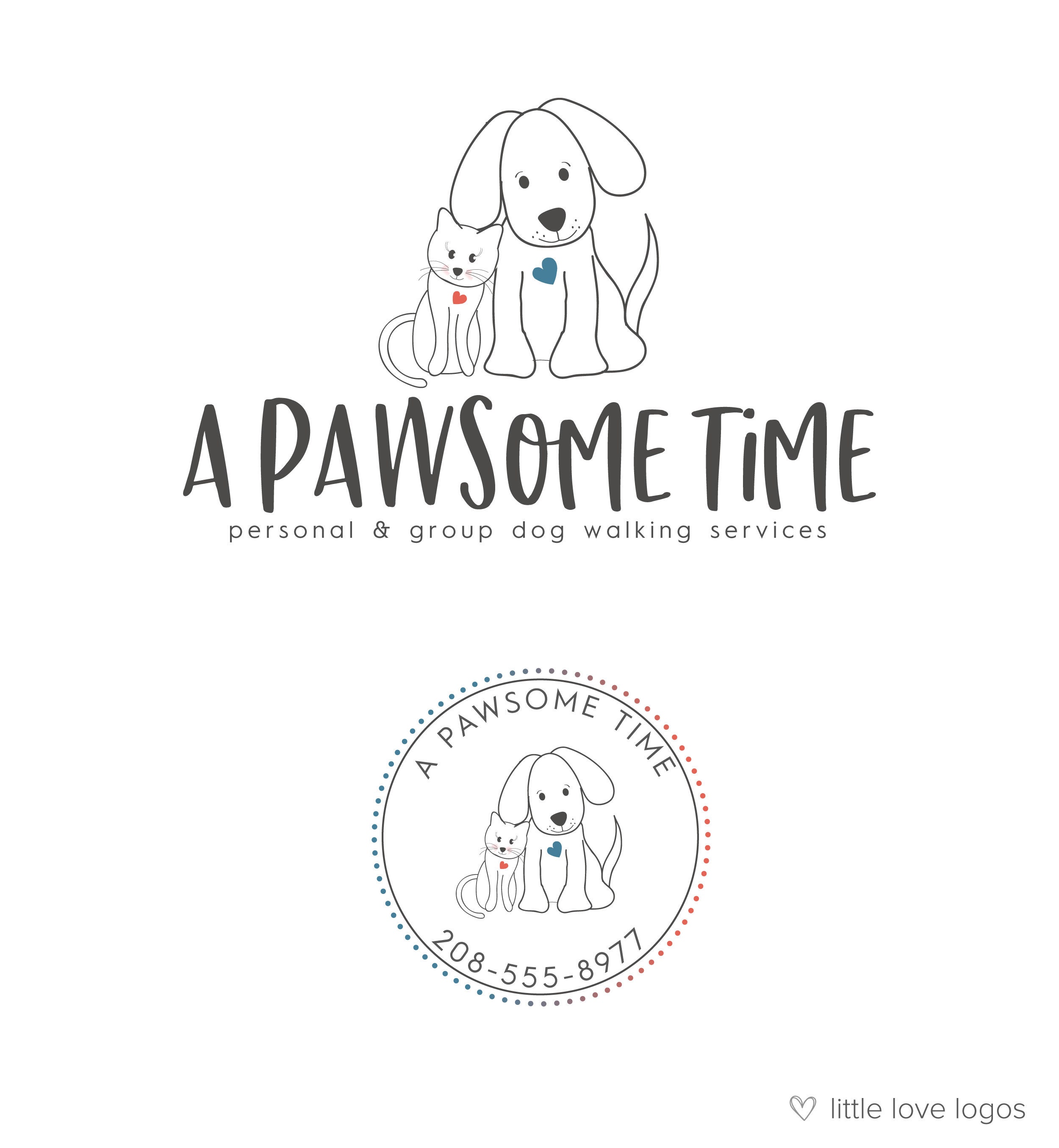Dog Grooming Logo Spa & Bath Logo Design Pet Walking Pet Sitting and ...