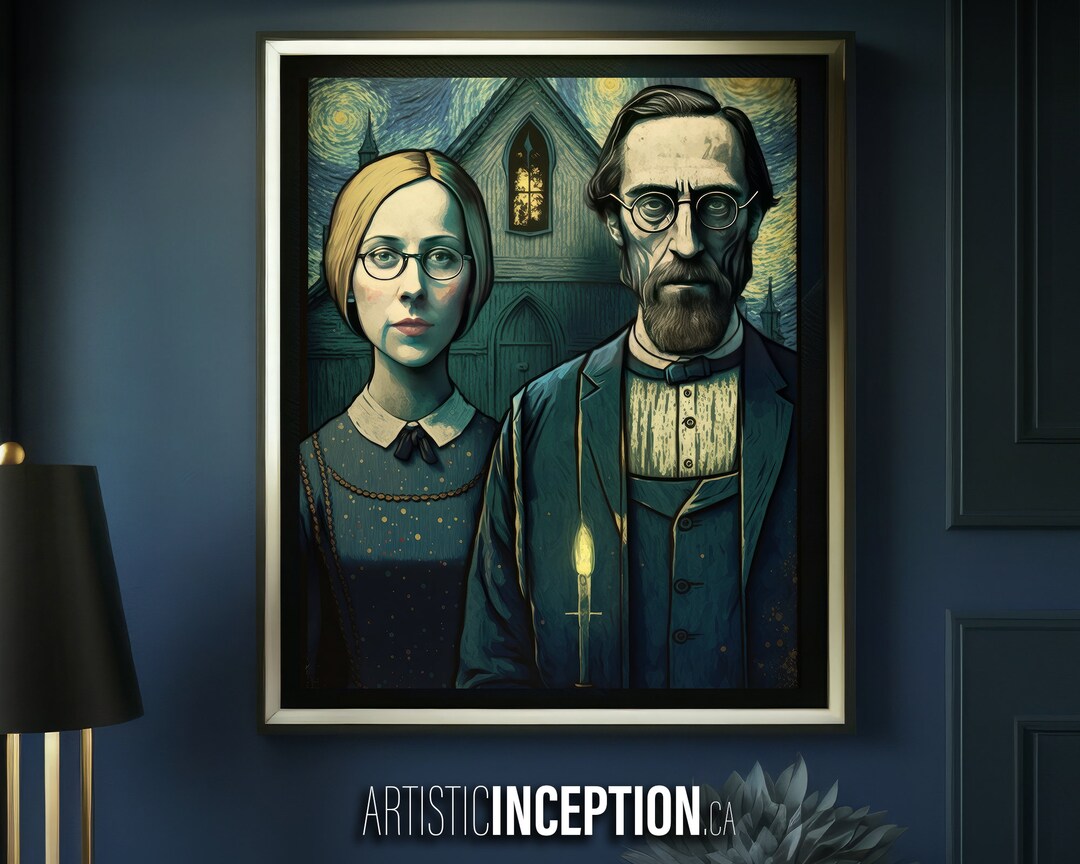 American Gothic Starry Night Fusion | PRINTABLE Digital Art | A.I ...