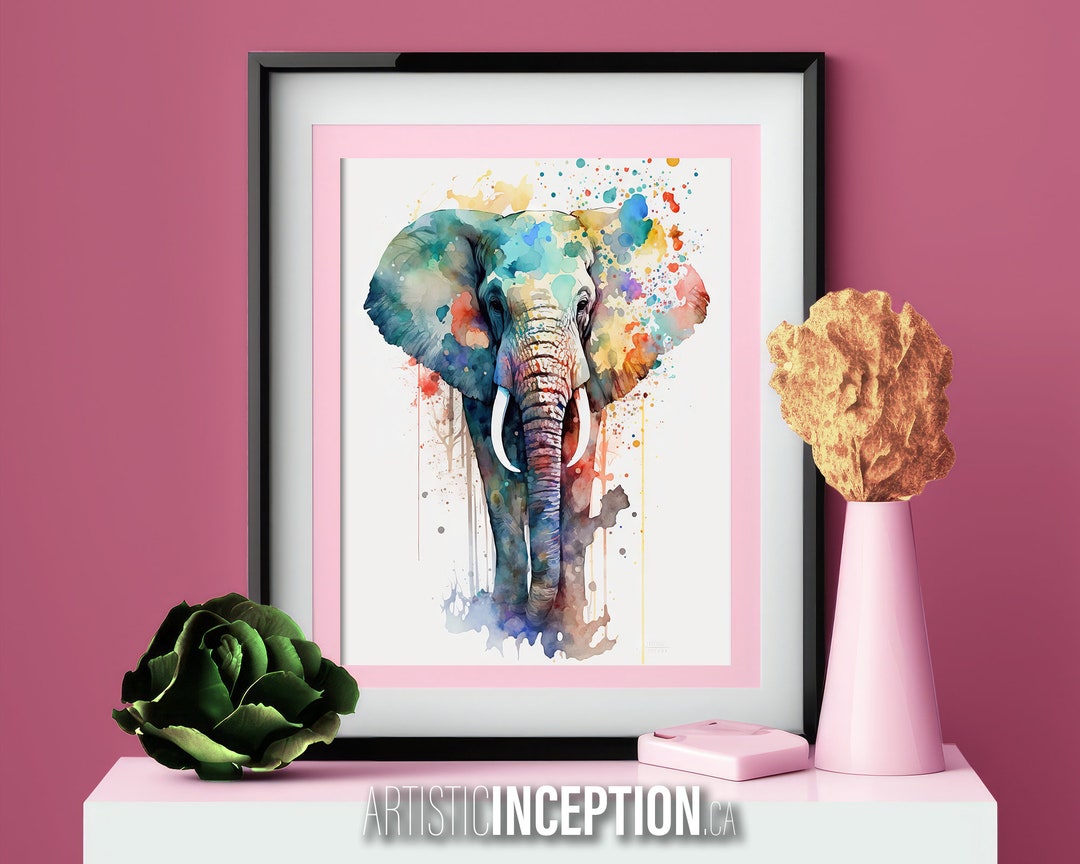 Funky Watercolor Elephant PRINTABLE Digital Art A.I. Generated ...