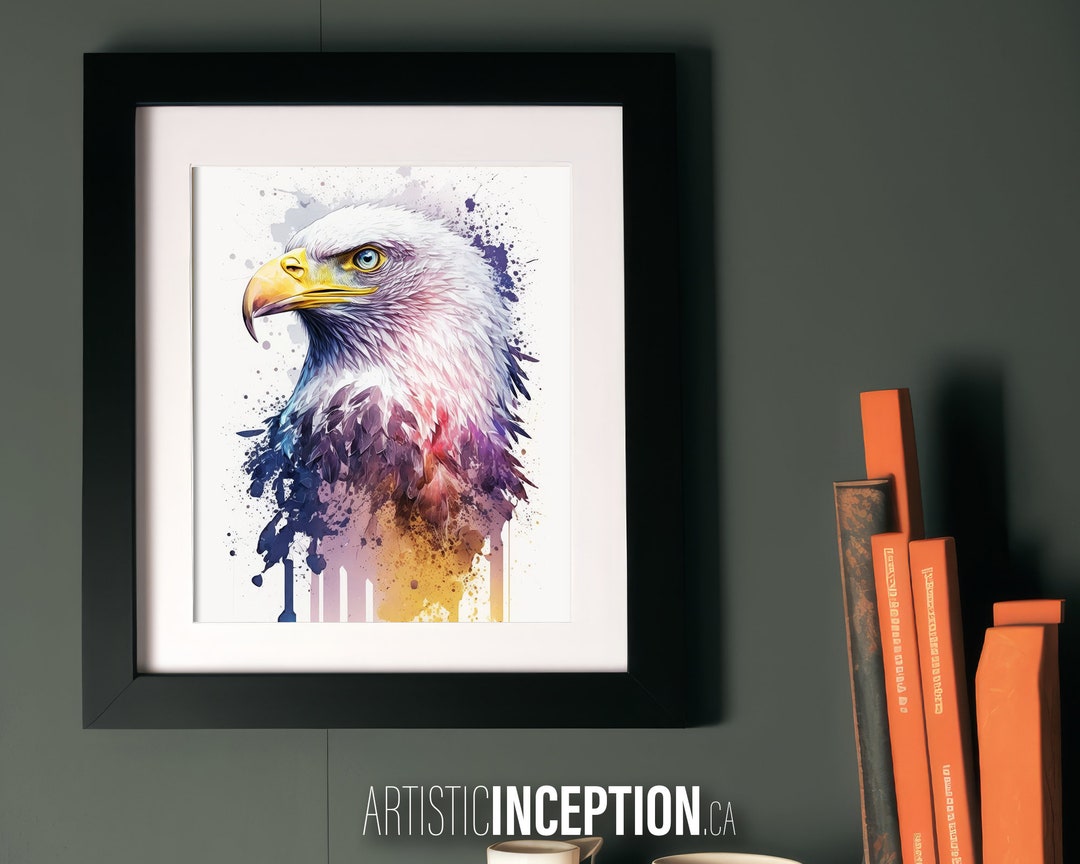 Funky Watercolor Eagle PRINTABLE Digital Art A.I. Generated & Enhanced ...