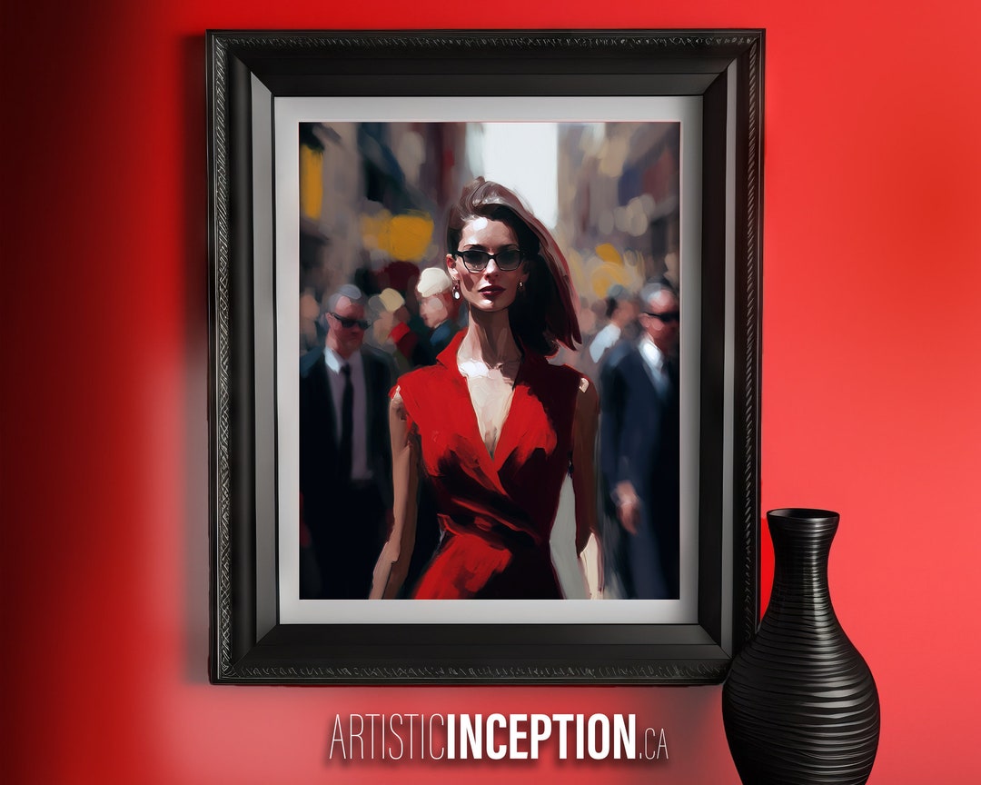 Lady in Red 2 PRINTABLE Digital Art A.I. Generated & Enhanced the Red ...