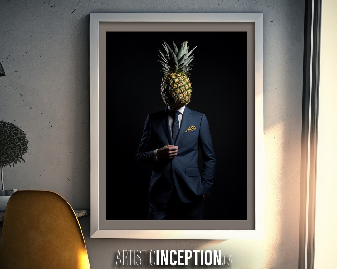 Mr. Pineapple Head PRINTABLE Digital Art A.I. Generated & Enhanced by ...