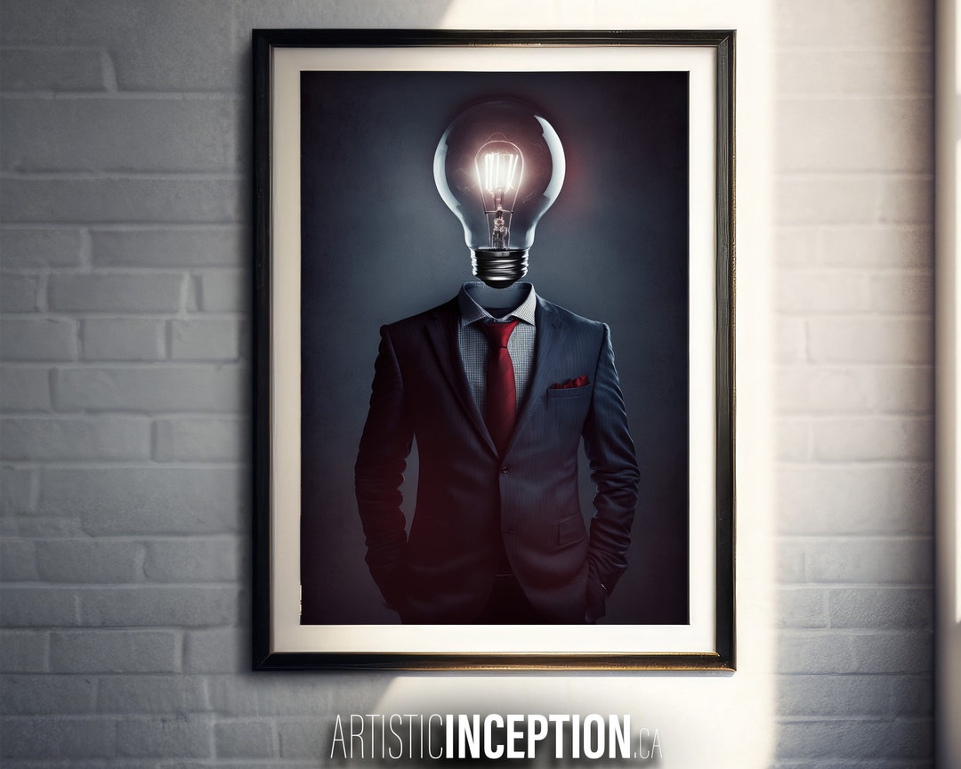 Mr. Lightbulb Head PRINTABLE Digital Art A.I. Generated & Enhanced by ...