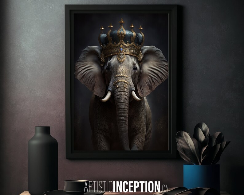 Elephant King PRINTABLE Digital Art A.I. Generated & Enhanced the ...