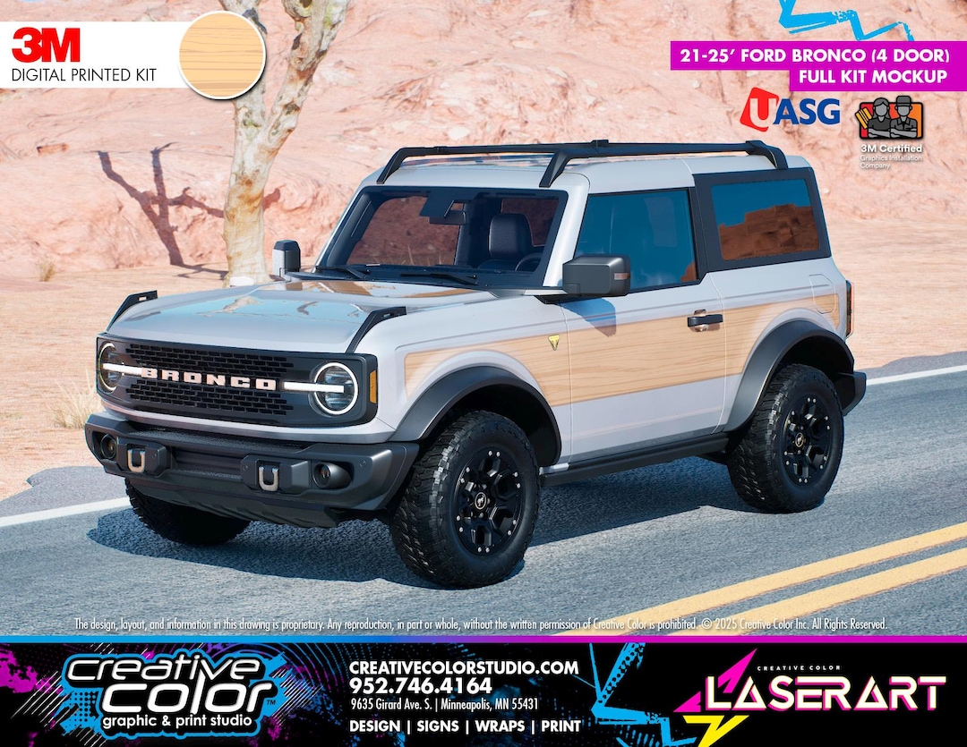 Ford Bronco (2 Door) - 3M Vinyl Wrap Vintage Woody Graphics Kit - Woody ...