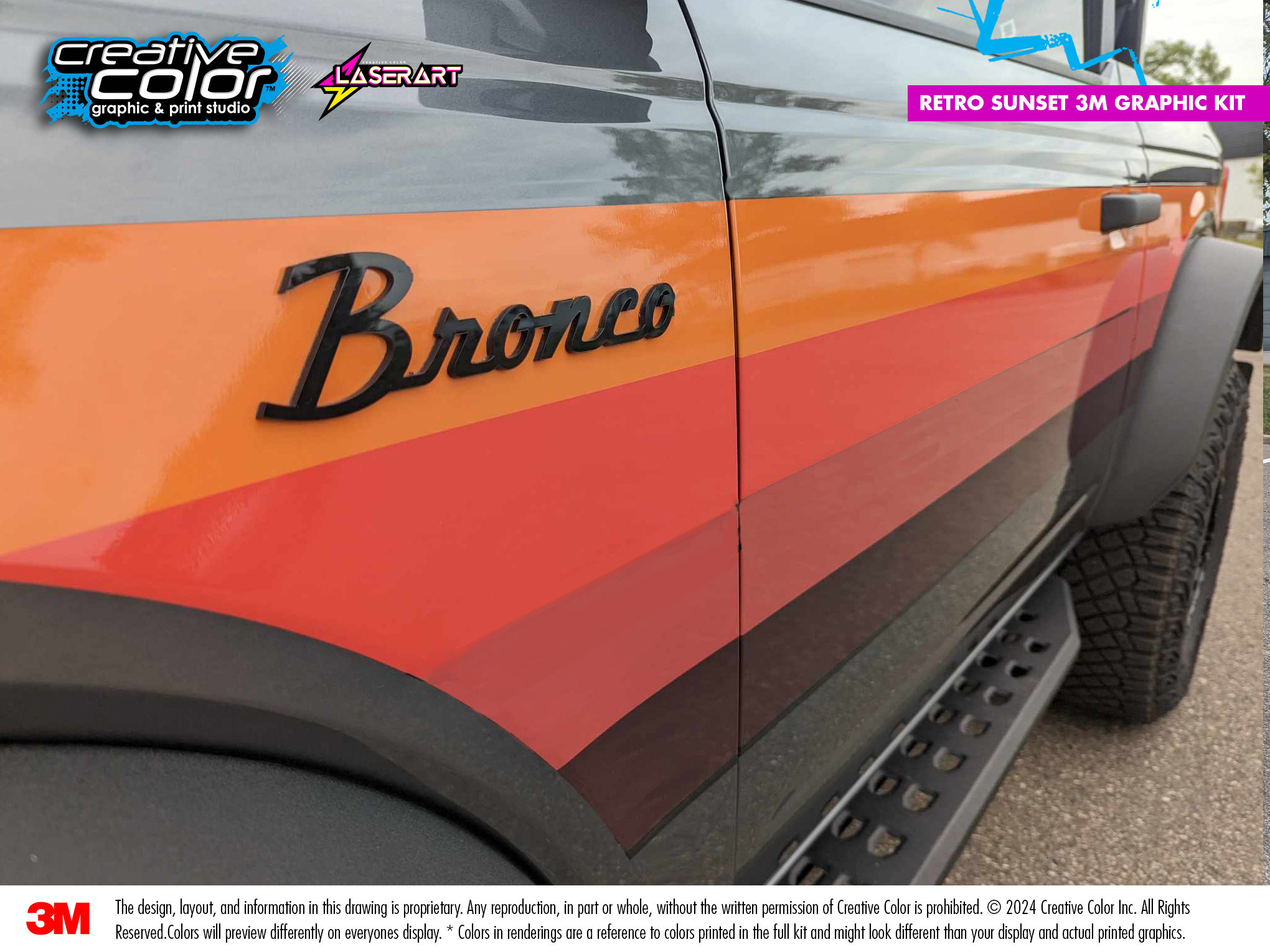 Ford Bronco (4 Door) - 3M Vinyl Wrap Vintage Stripe Graphics Kit - Blue ...