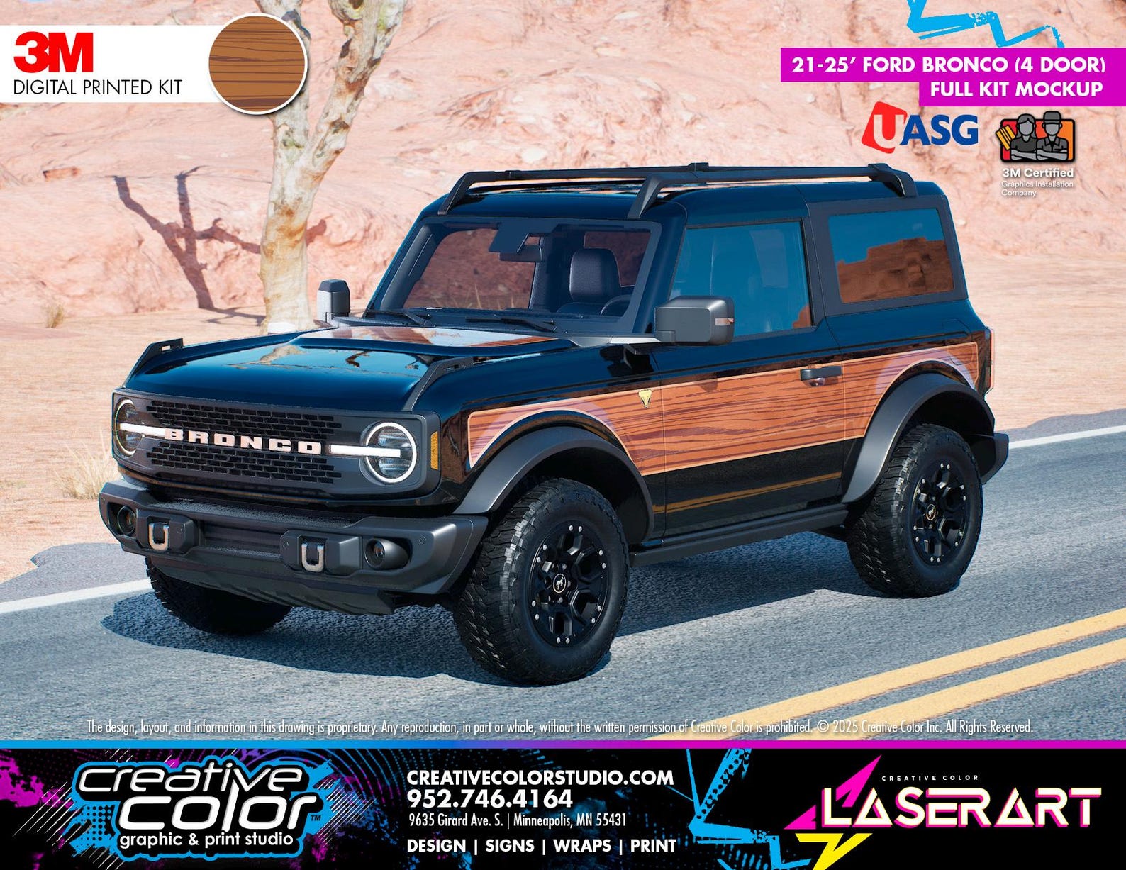 Ford Bronco (2 Door) - 3M Vinyl Wrap Vintage Woody Graphics Kit - Woody ...