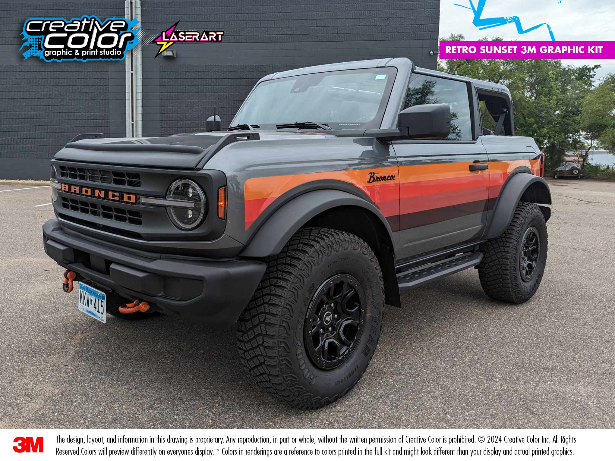 Ford Bronco (4 Door) - 3M Vinyl Wrap Vintage Stripe Graphics Kit - Blue ...