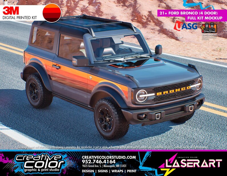 Ford Bronco (2 Door) - 3M Vinyl Vintage Retro Wrap Graphics Kit - Retro ...