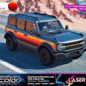 Ford Bronco (4 Door) - 3M Vinyl Wrap Vintage Stripe Graphics Kit ...