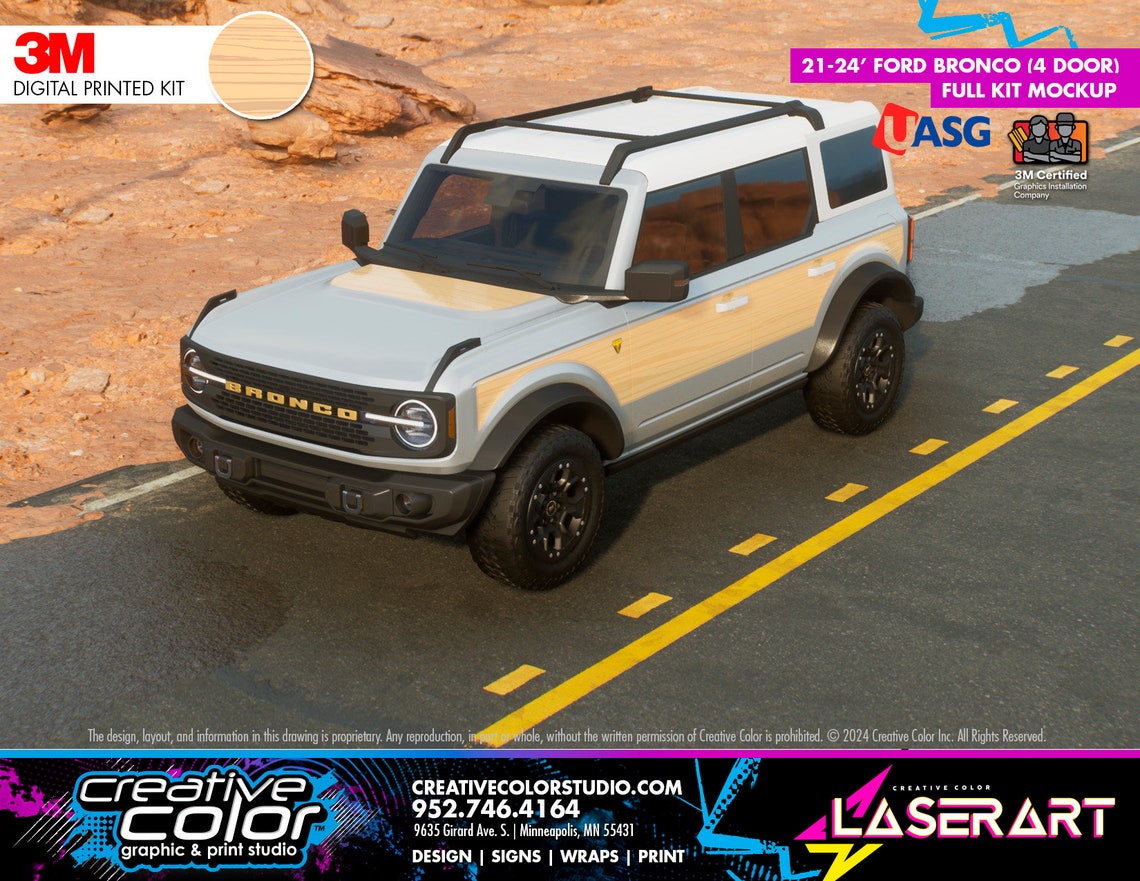 Ford Bronco (4 Door) - 3M Vinyl Wrap Vintage Woody Graphics Kit - Woody ...