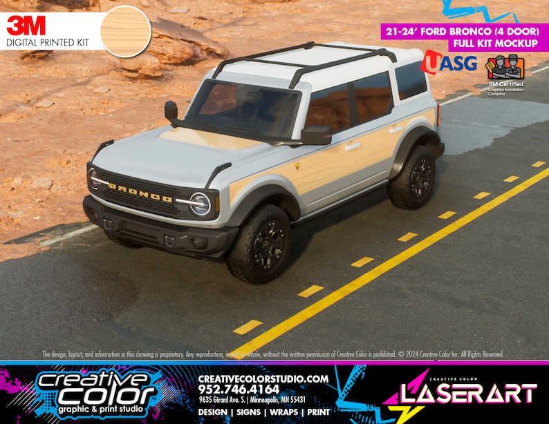 Ford Bronco (4 Door) - 3M Vinyl Wrap Vintage Woody Graphics Kit - Woody ...