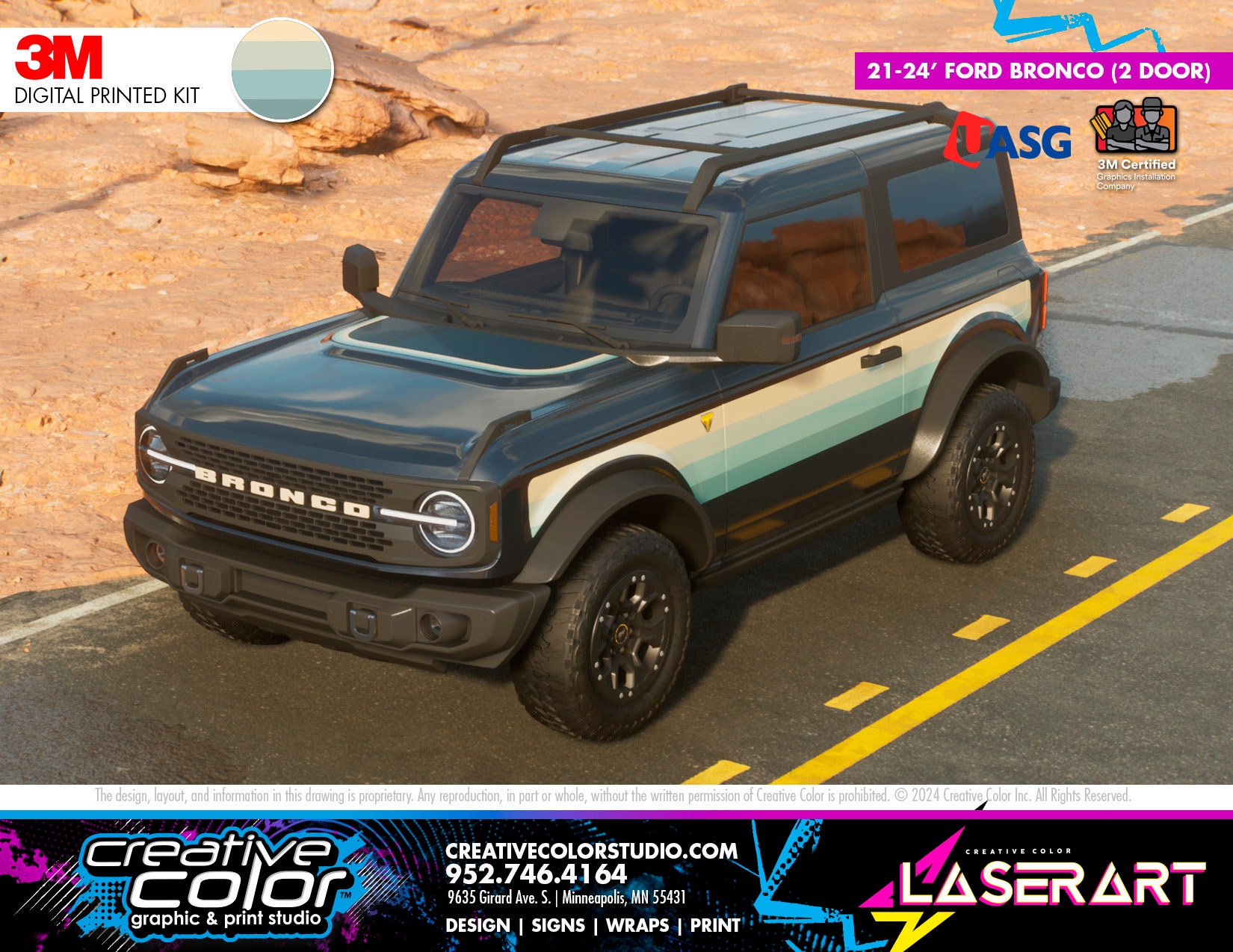 Ford Bronco 2 Door 3M Viny Wrap Vintage Stripe Graphics Kit Blue Groove ...