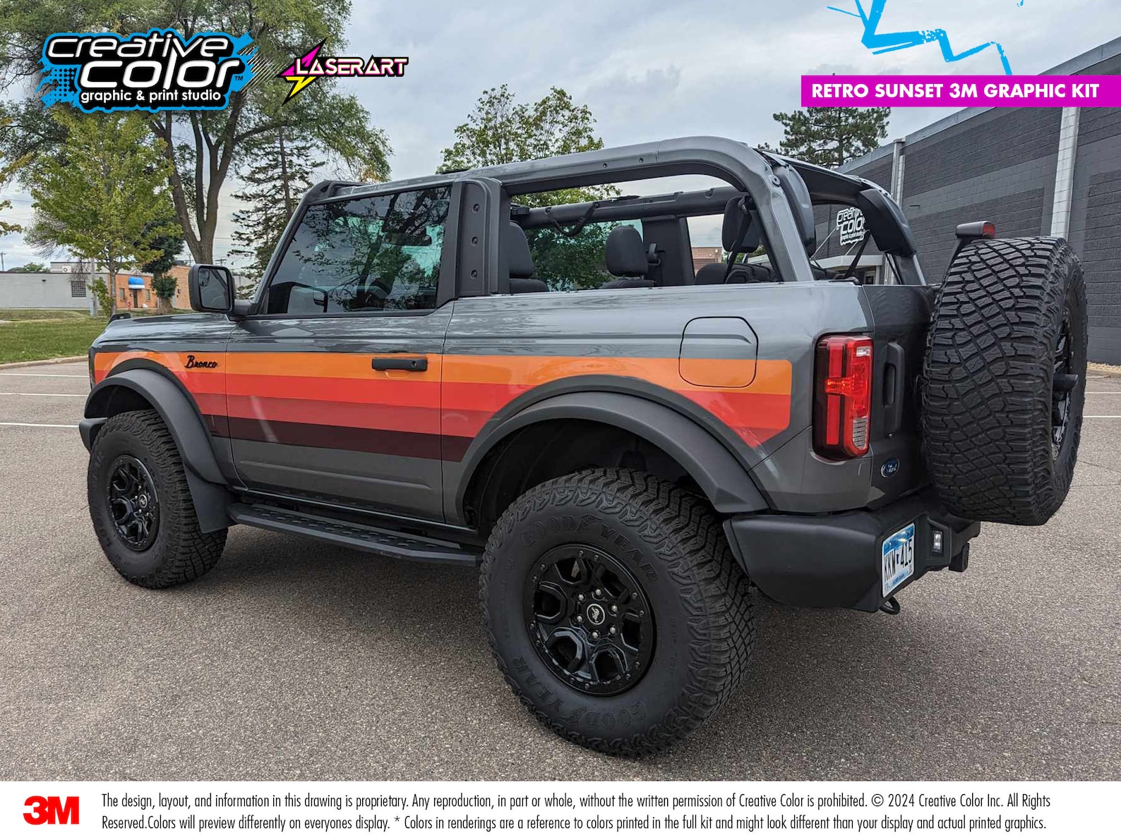 Ford Bronco (4 Door) - 3M Vinyl Wrap Vintage Stripe Graphics Kit - Blue ...