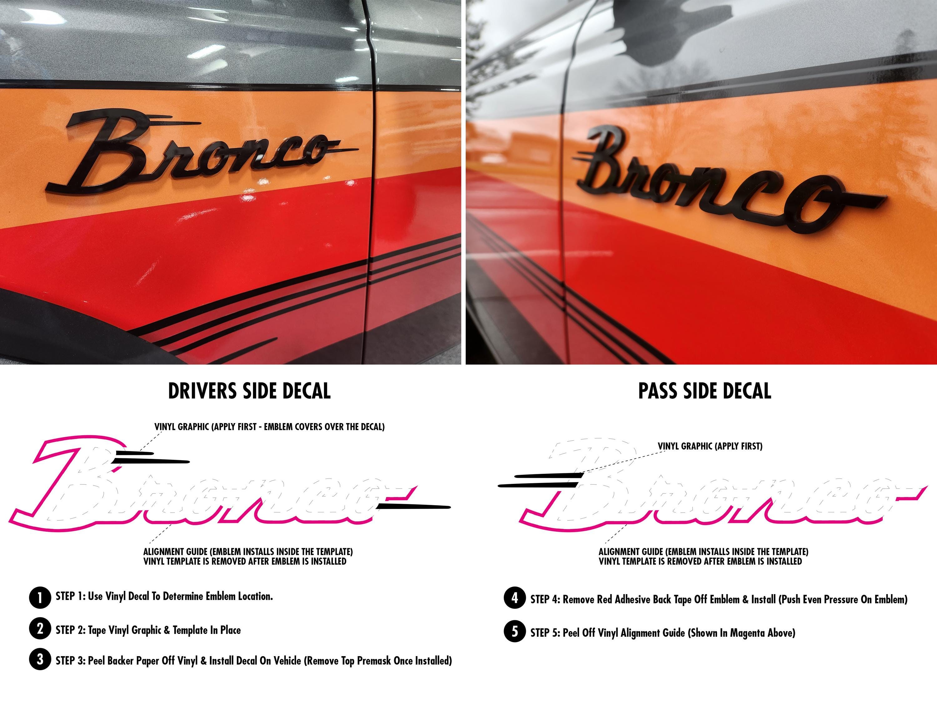 Ford Bronco - Fender Cursive Logo Emblem Badge Kit (2 Emblems) - Pass ...