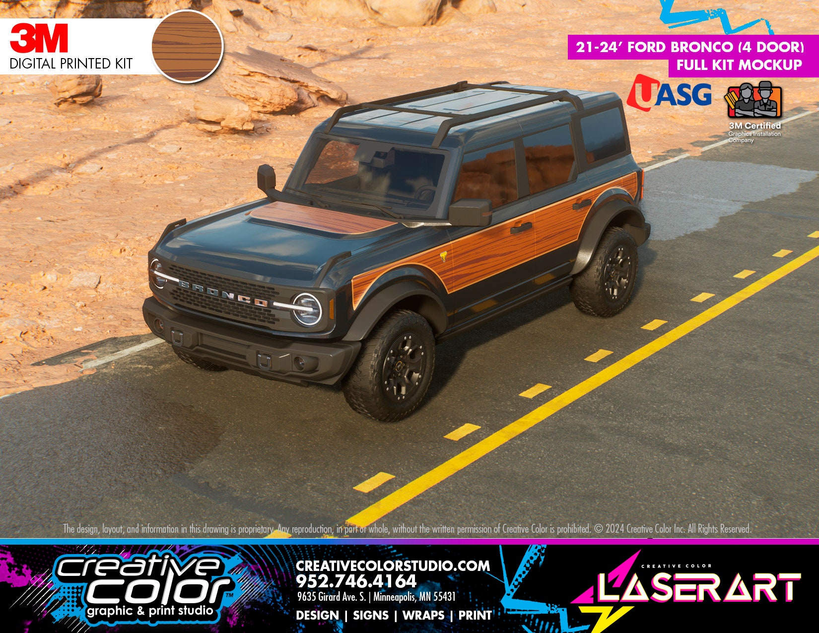 Ford Bronco (4 Door) - 3M Vinyl Wrap Vintage Woody Graphics Kit - Woody ...