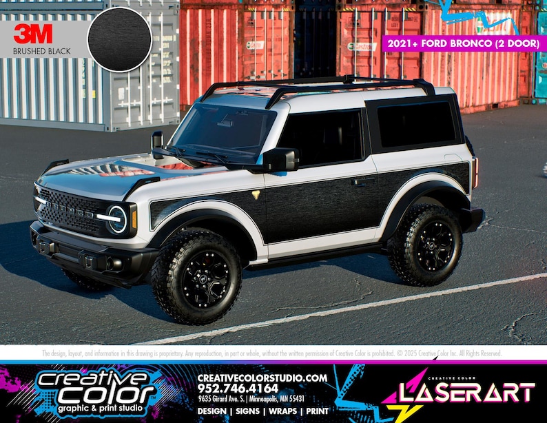 Ford Bronco (2 Door) - 3M Vinyl Brushed Black 2080 Wrap Graphics Kit - Etsy