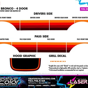 Ford Bronco (4 Door) - 3M Vinyl Wrap Vintage Stripe Graphics Kit ...