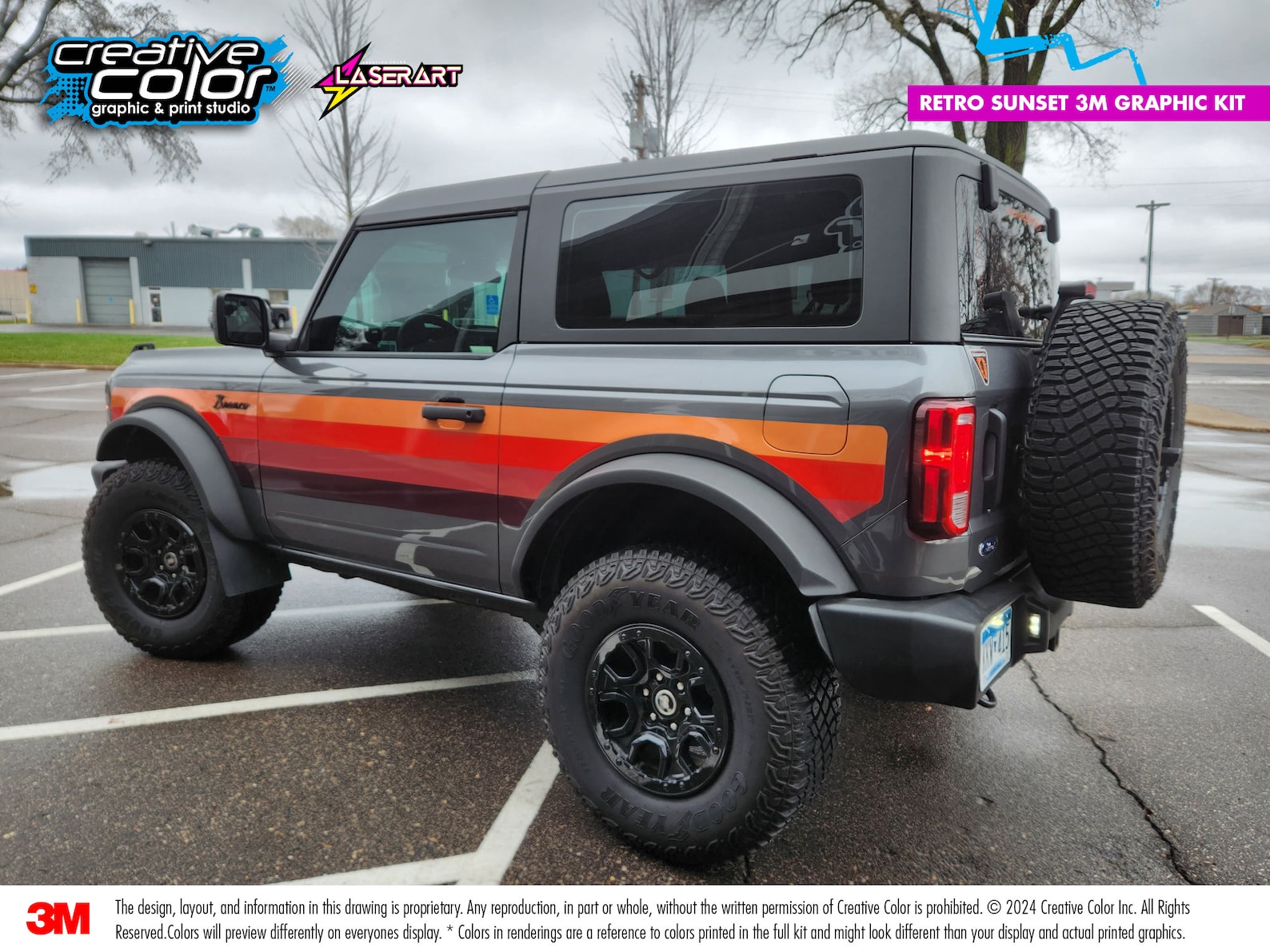 Ford Bronco (4 Door) - 3M Vinyl Wrap Vintage Stripe Graphics Kit - Blue ...