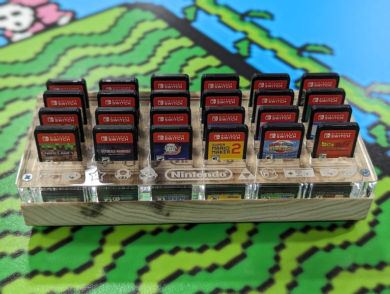 Nintendo Switch Custom Wood & Acrylic Game Holder - 24 Games! - Etsy