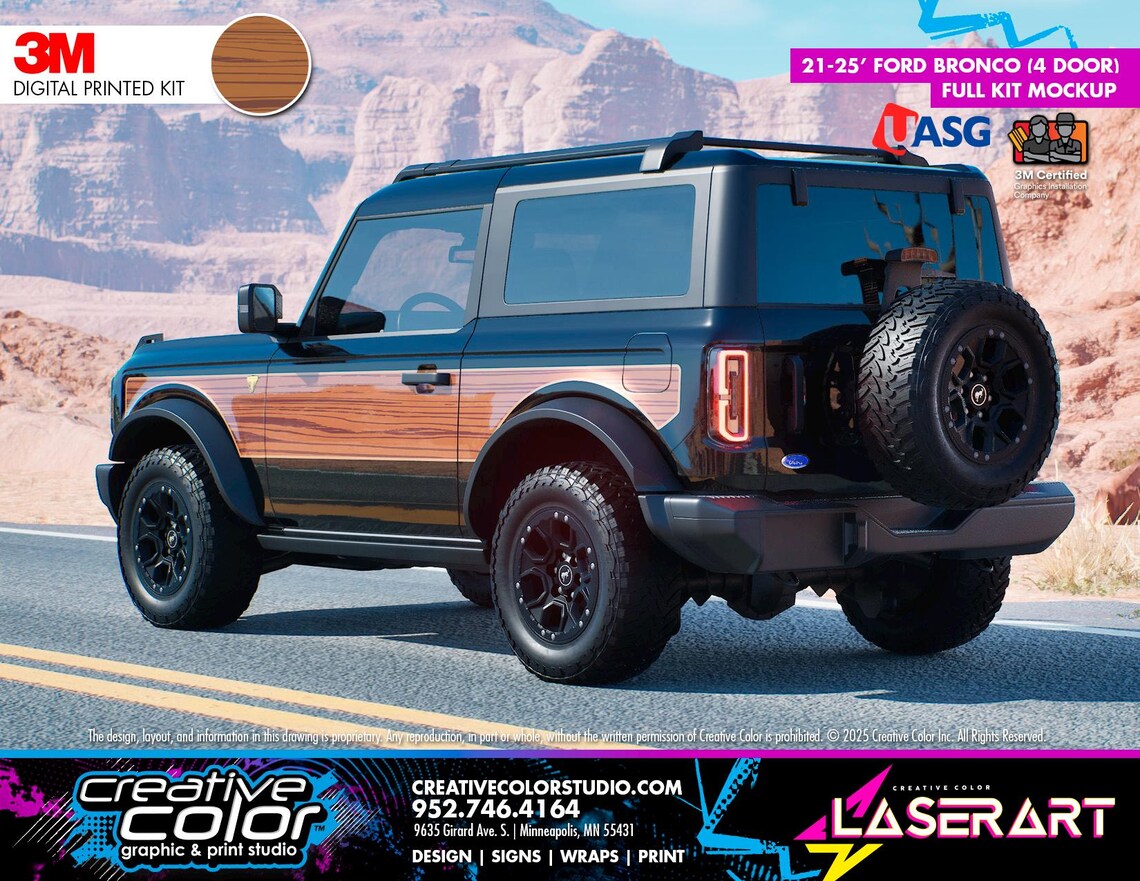 Ford Bronco (2 Door) - 3M Vinyl Wrap Vintage Woody Graphics Kit - Woody ...
