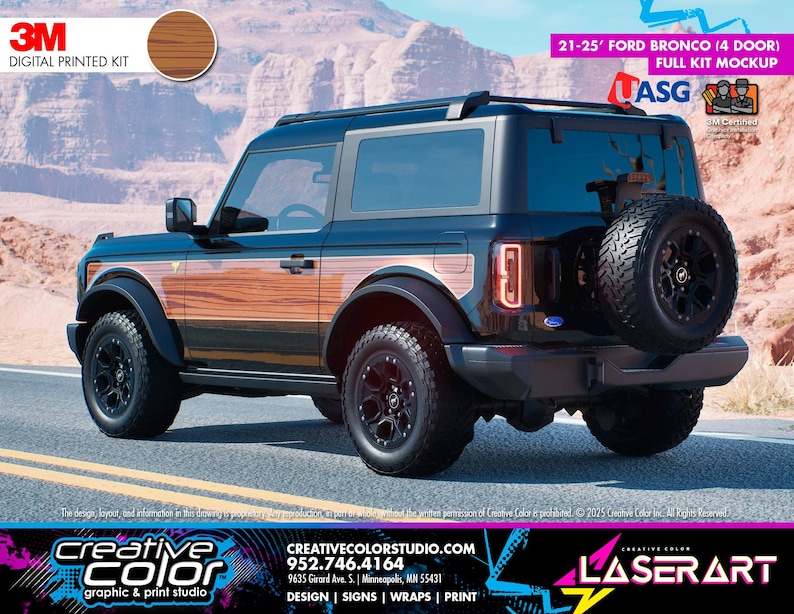 Ford Bronco (2 Door) - 3M Vinyl Wrap Vintage Woody Graphics Kit - Woody ...
