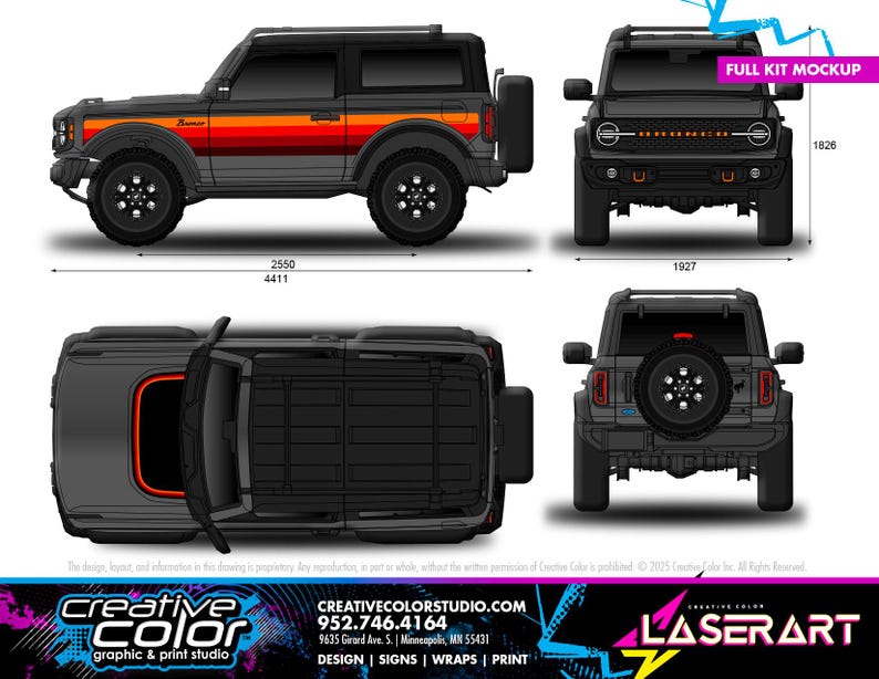 Ford Bronco (2 Door) - 3M Vinyl Vintage Retro Wrap Graphics Kit - Retro ...