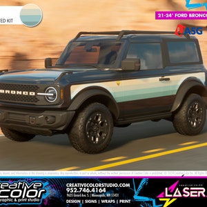 Ford Bronco (2 Door) - 3M Viny Wrap Vintage Stripe Graphics Kit - Blue ...