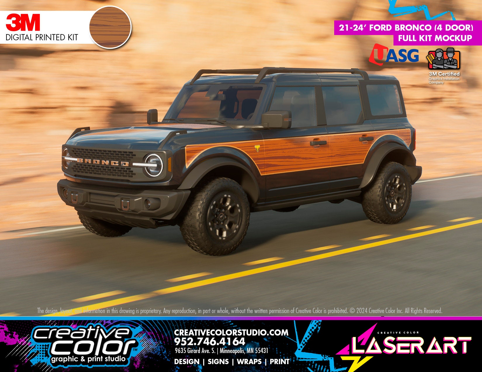 Ford Bronco (4 Door) - 3M Vinyl Wrap Vintage Woody Graphics Kit - Woody ...