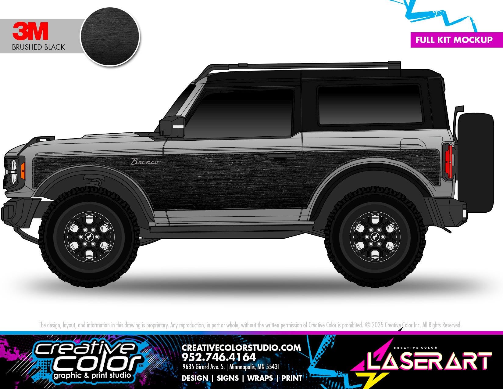 Ford Bronco (2 Door) - 3M Vinyl Brushed Black 2080 Wrap Graphics Kit - Etsy