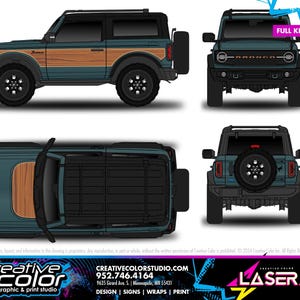 Ford Bronco (2 Door) - 3M Vinyl Wrap Vintage Woody Graphics Kit - Woody ...
