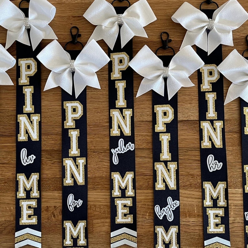 PIN ME Cheer Ribbon, Personalized Keychain for Backpacks and Athlete ...