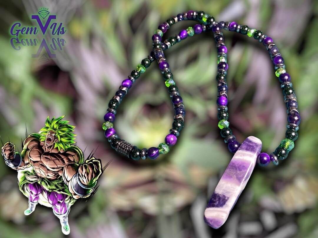 Broly Inspired Gemstone Necklace, Unisex Crystal Jewelry Made With ...